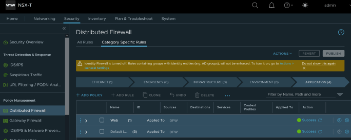 VMware NSX Distributed Firewall – Networking & Security