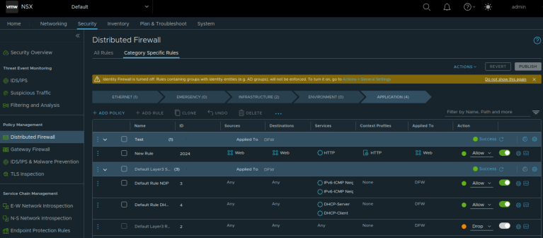 VMware NSX Distributed Firewall – Networking & Security