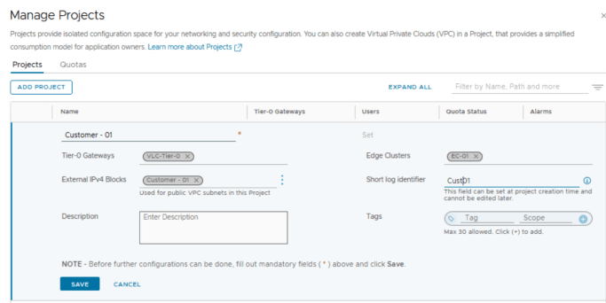 Multi-tenancy in VMware NSX – Networking & Security